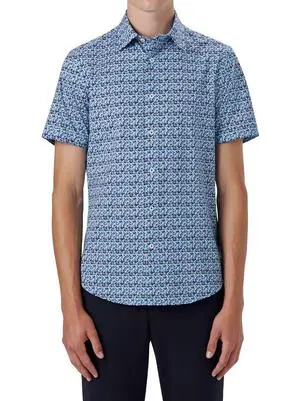 Bugatchi Ooohcotton® Button-up Short Sleeve Shirt Classic Blue