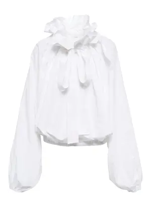 Patou Ruffled Tie-neck Blouse - White
