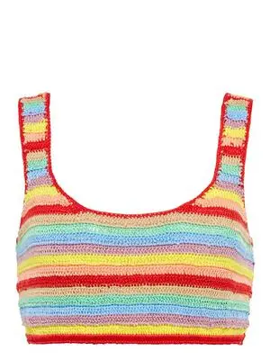 Anna Kosturova Striped Crocheted Crop Top - Multicoloured