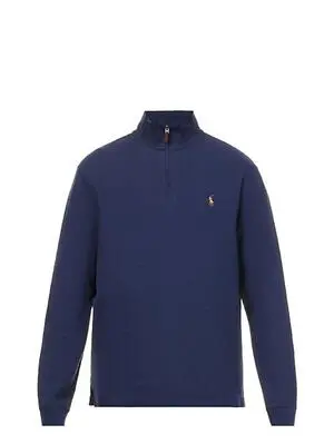 Ralph Lauren Half-zip Logo-embroidered Cotton-jersey Sweatshirt - Cruise Navy