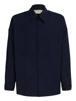 Marni Logo-tag Long-sleeve Shirt - Blue