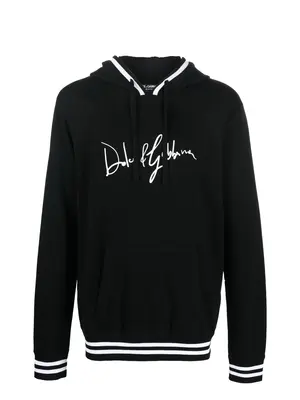 Dolce & Gabbana Logo-print Detail Drawstring Hoodie - Black