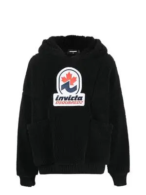 Dsquared2 Fleece Hoodie With Logo Patch - Black