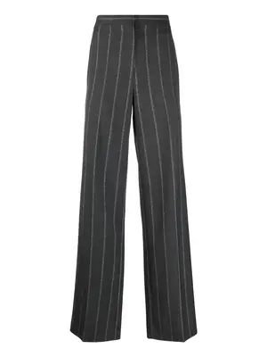 Stella McCartney Stitch-detail Striped Trousers - Grey