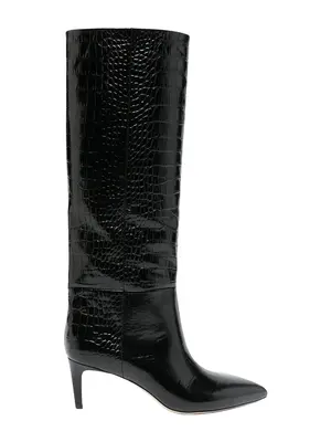 Paris Texas Crocodile-embossed Leather Boots - Black
