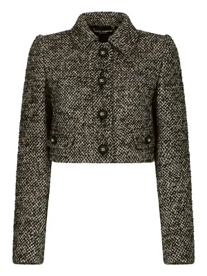 Dolce & Gabbana Cropped Tweed Jacket - Brown