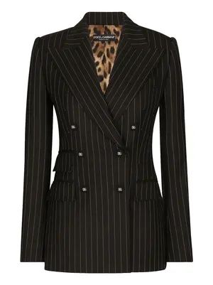 Dolce & Gabbana Striped Double-breasted Blazer - Black