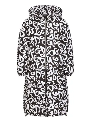 Dolce & Gabbana Logo-print Zip-up Coat - Black