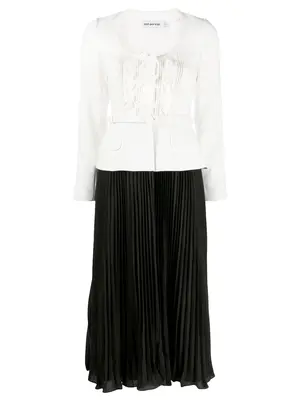 SELF-PORTRAIT Pleated-skirt Midi Dress - Black