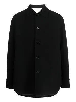 JIL SANDER Button-up Wool Shirt Jacket - Black