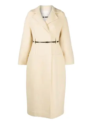 JIL SANDER Belted Wool Coat - Neutrals