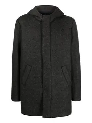Harris Wharf London Virgin Wool Hooded Coat - Grey