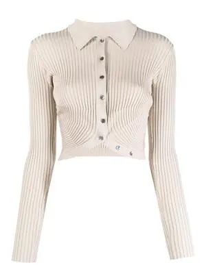 Simkhai Button-up Ribbed Knitted Top - Neutrals