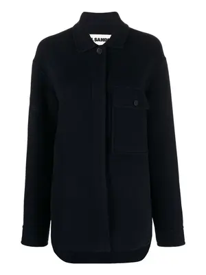 JIL SANDER Flocked-monogram Wool Jacket - Blue