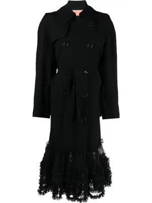 Viktor & Rolf Ruffle-hem Trench Coat - Black