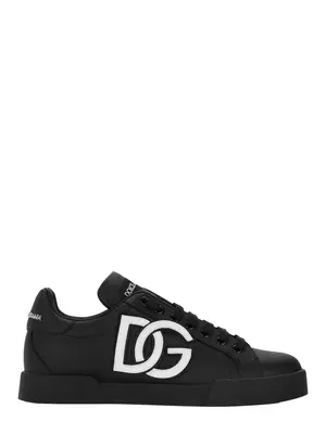 Dolce & Gabbana Portofino Leather Sneakers - Black
