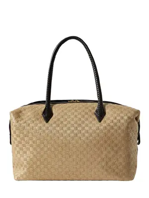 METIER Vérité All Day Leather-trimmed Woven Tote - Neutrals