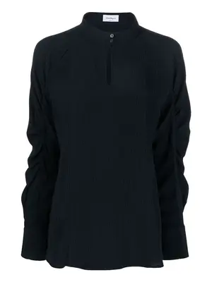 FERRAGAMO Keyhole-neck Longsleeve Blouse - Blue