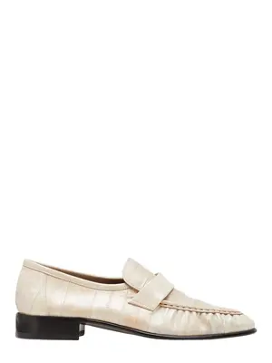 THE ROW THE ROW Soft Leather Flat Loafers Dark Ivory