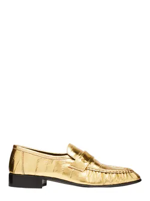 THE ROW THE ROW Soft Leather Flat Loafers Gold