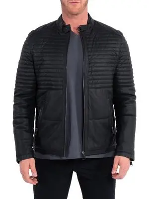 MACEOO Quilted Leather Jacket - Black
