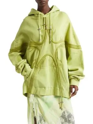 Collina Strada Star Tie Dye Cotton Fleece Hoodie - Olive Flames