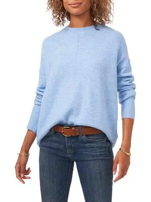 Vince Camuto Vince Camuto Exposed Seam Crewneck Sweater Blue Heather