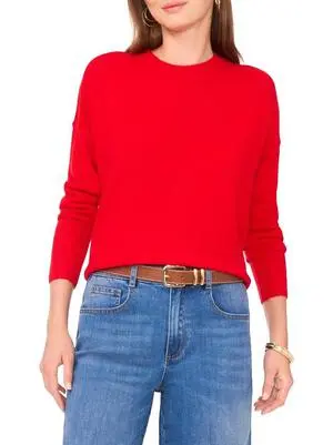 Vince Camuto Vince Camuto Exposed Seam Crewneck Sweater Brightcherry