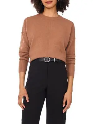Vince Camuto Vince Camuto Exposed Seam Crewneck Sweater Cocoa