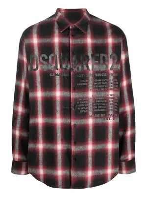 Dsquared2 Logo-print Checked Cotton Shirt - Red