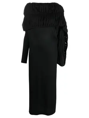 Yohji Yamamoto Wool & Cotton Midi Dress - Black