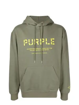 PURPLE BRAND Logo-print Cotton Hoodie - Green