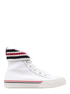 Thom Browne Tartan-sole Rwb Stripe High Top Sneakers - White