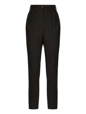 Dolce & Gabbana Pinstriped Twill Trousers - Black