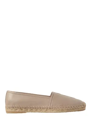 Saint Laurent Cassandre Logo-embossed Leather Espadrilles - Neutrals
