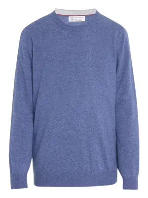 Brunello Cucinelli Cashmere Crewneck Sweater Cli69 Mid Blue