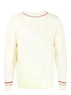 MARINE SERRE Cable-knit Wool Jumper - Neutrals