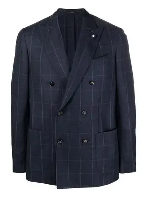 LARDINI Double-breasted Checked Blazer