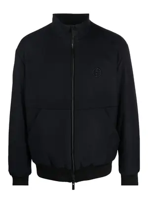 Giorgio Armani Embroidered-logo Zip-up Jacket - Black