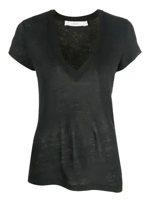 IRO PARIS V-neck Linen T-shirt - Black