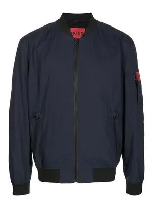 Hugo Logo-patch Zipped Bomber Jacket - Blue