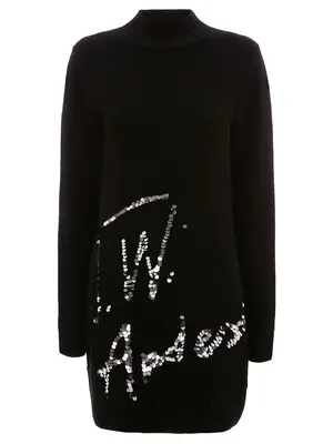 JW Anderson Sequins-logo Knitted Minidress - Black