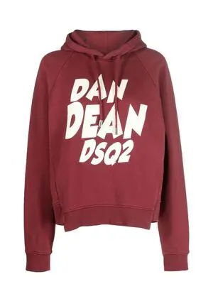Dsquared2 Logo Print Drawstring Hoodie - Red