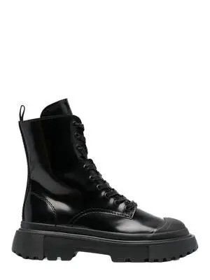 Hogan Lace-up Combat Boots - Black