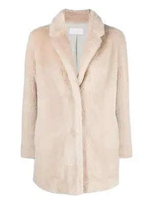 YVES SALOMON Shearling-trim Single-breasted Coat - Neutrals