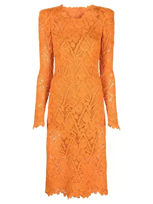 Ermanno Scervino Long-sleeve Lace Dress - Orange