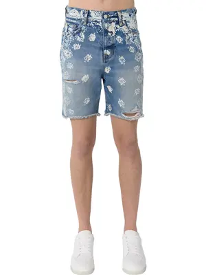 Amiri Bleach Bandana Denim Shorts - Clay Indigo