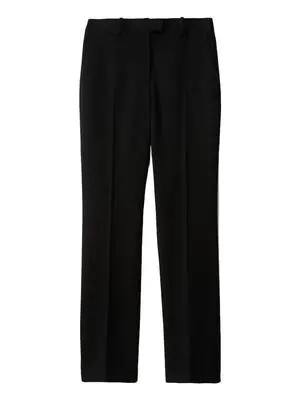 Burberry Grain De Poudre Wool Tailored Trousers - Black