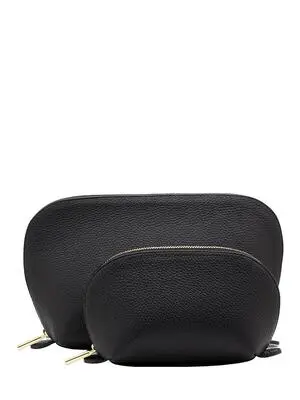 Cuyana Pebbled Leather Travel Case Set - Black