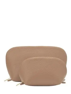 Cuyana Pebbled Leather Travel Case Set - Cappuccino